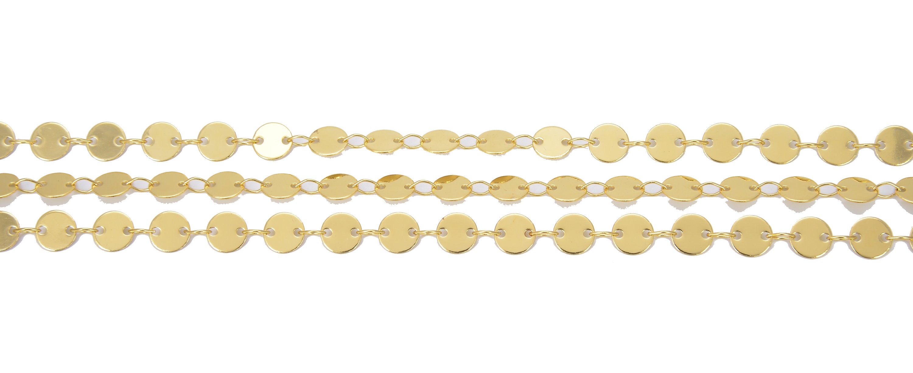 14K Gold Round Disc Beaded Chain Disc Shape Chain Beaded Bulk Chain ...