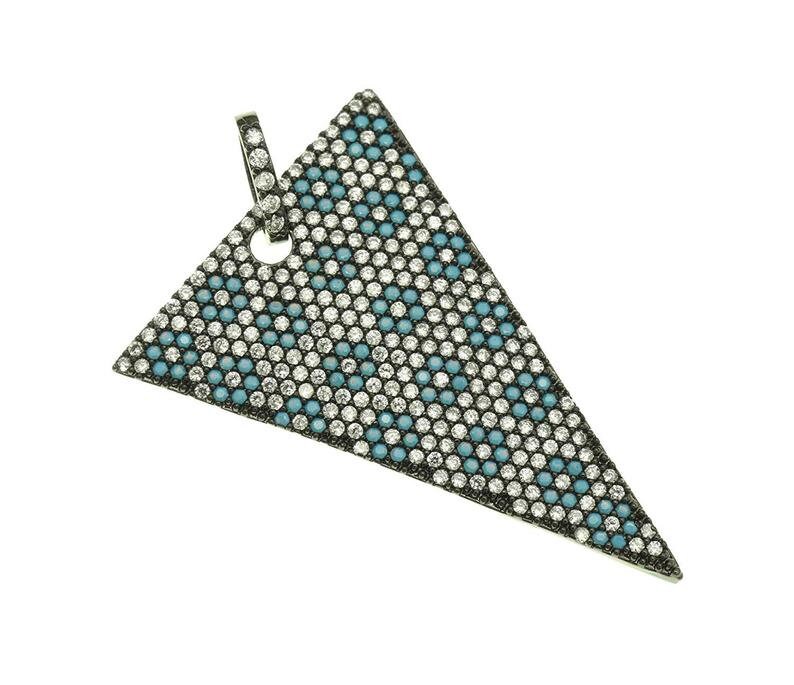 24k Gold Filled Turquoise Triangle Pendant CZ Micro Pave - Etsy