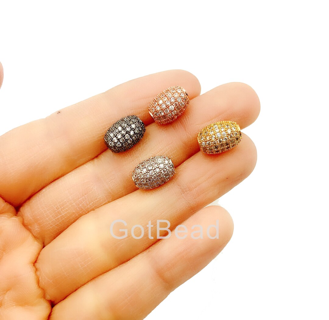 Oval Connector, CZ Micro Pave Oval Beads Spacer, Oval Spacer Beads, DIY ...