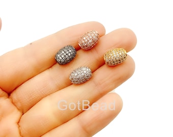 Oval Spacer Beads Oval Connector CZ Micro Pave Oval Beads | Etsy