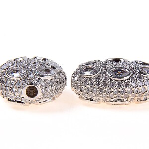 Oval Spacer Beads, Flat Oval Pendant, CZ Micro Pave Oval Bead, Oval ...