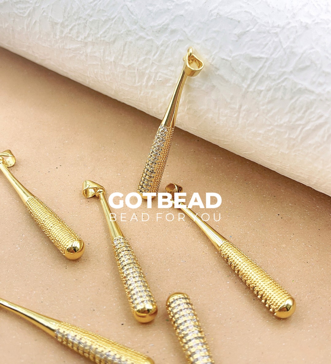 Baseball Bat Charm, Gold Filled CZ Micro Pave Baseball Bat Pendant ...