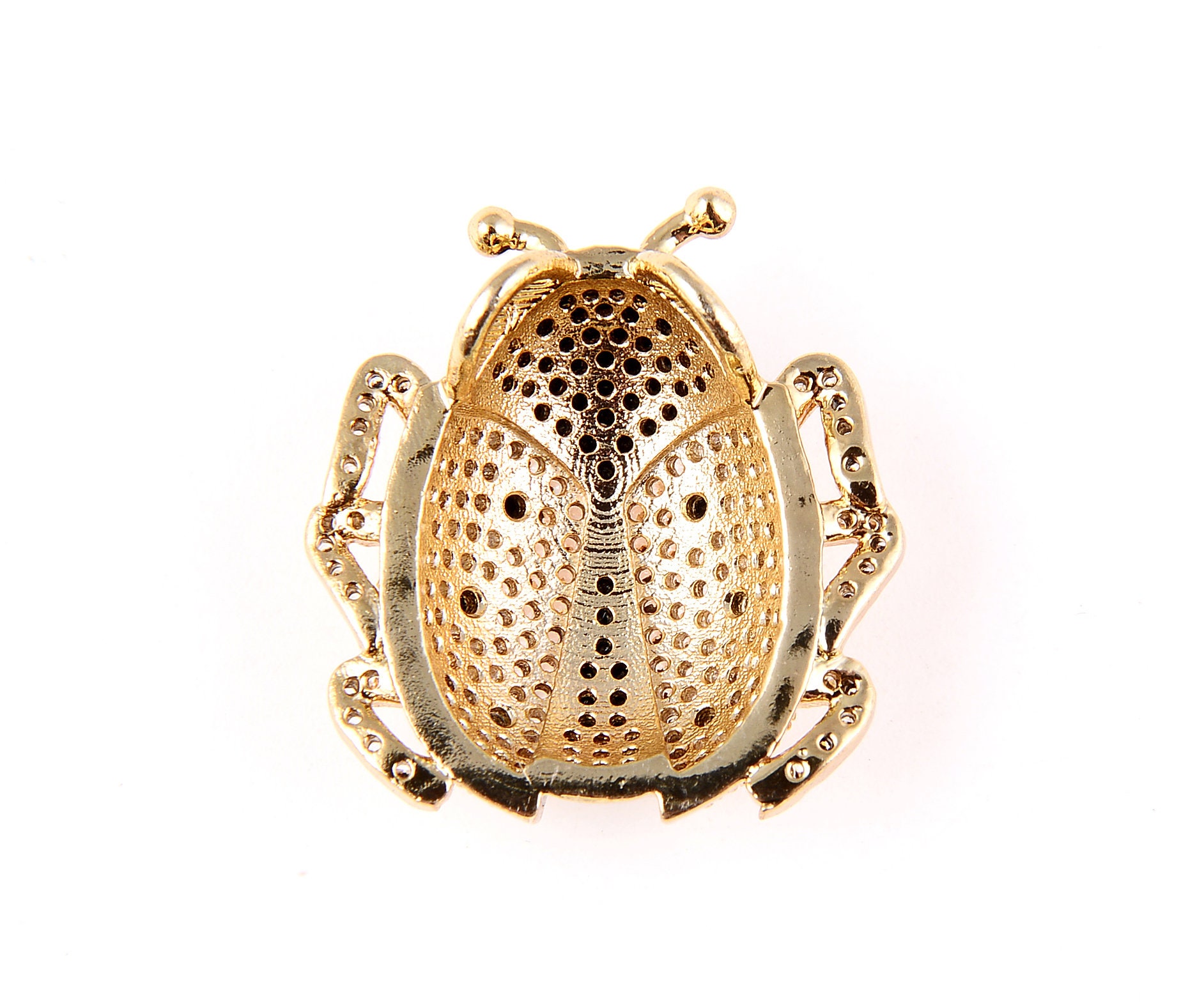 22k Gold Filled Cubic Zirconia Pave Bug Charm CZ Pave Ladybug - Etsy