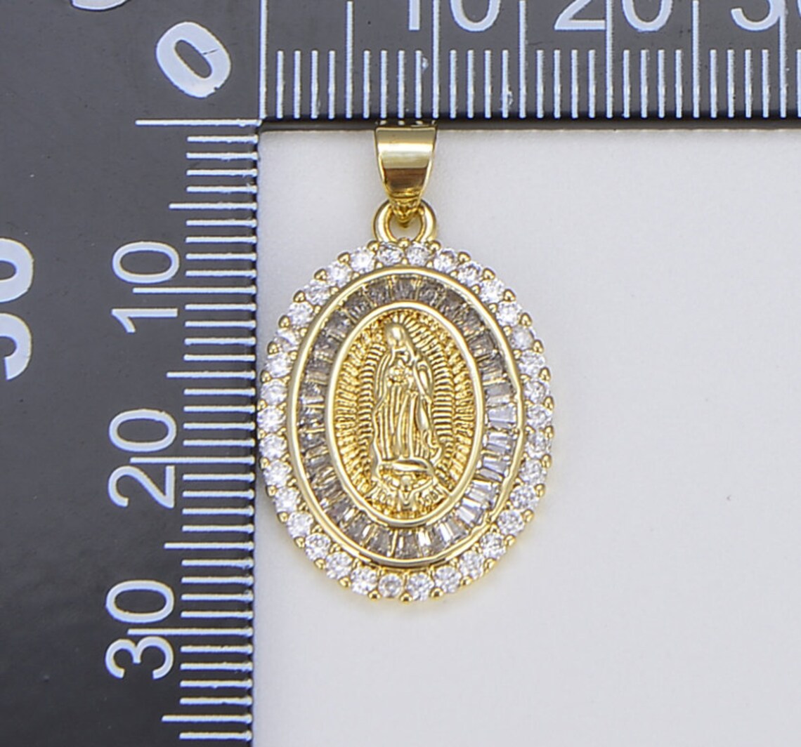 Blessed Virgin Mary 18K Gold Charm Lady of Guadalupe Pendant - Etsy
