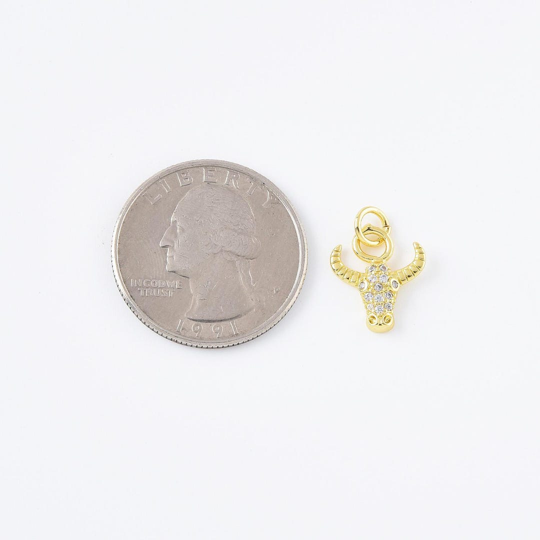 Buffalo Head Charm, Gold Filled Bull Head Animal Charm Pendant, Bison ...