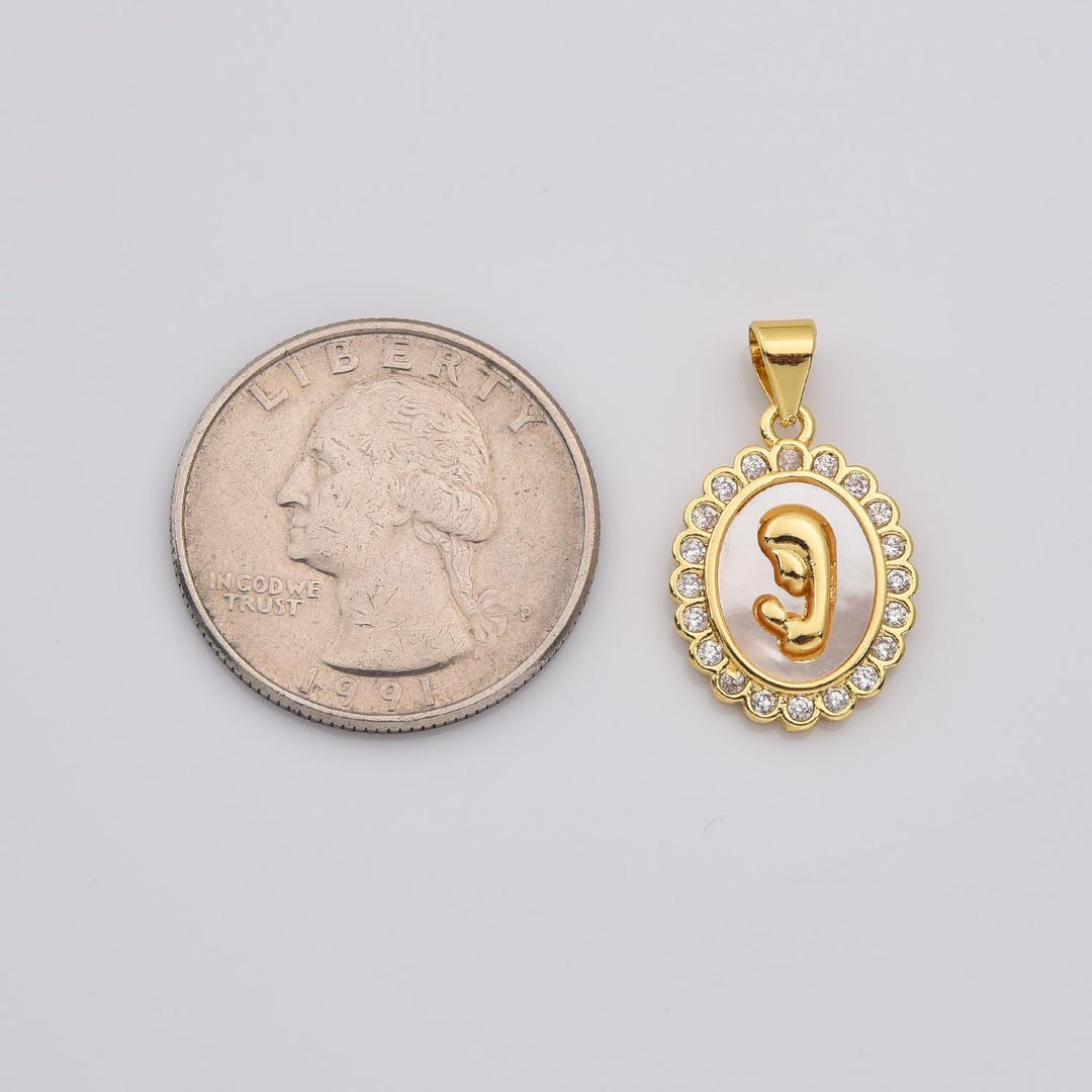 Shell Pearl Praying Virgin Mary Medallion Charm, Gold Filled Virgin ...