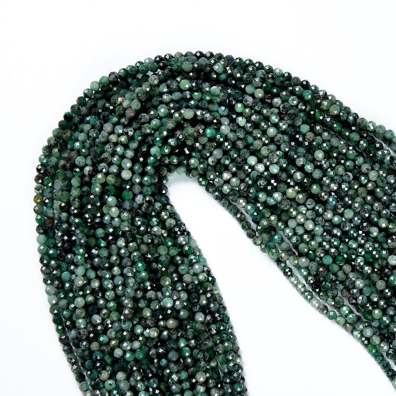 Faceted Emerald Green Jade Round Beads, 3mm Highquality Faceted Round ...