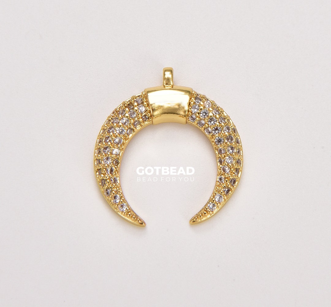Crescent Moon Horn Charm, Gold Filled Upside Down Tusk Moon Pendant ...