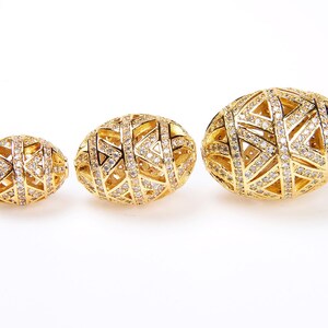 CZ Micro Pave Oval Cage Beads Spacer DIY Jewelry Making 19x14mm BD626 ...