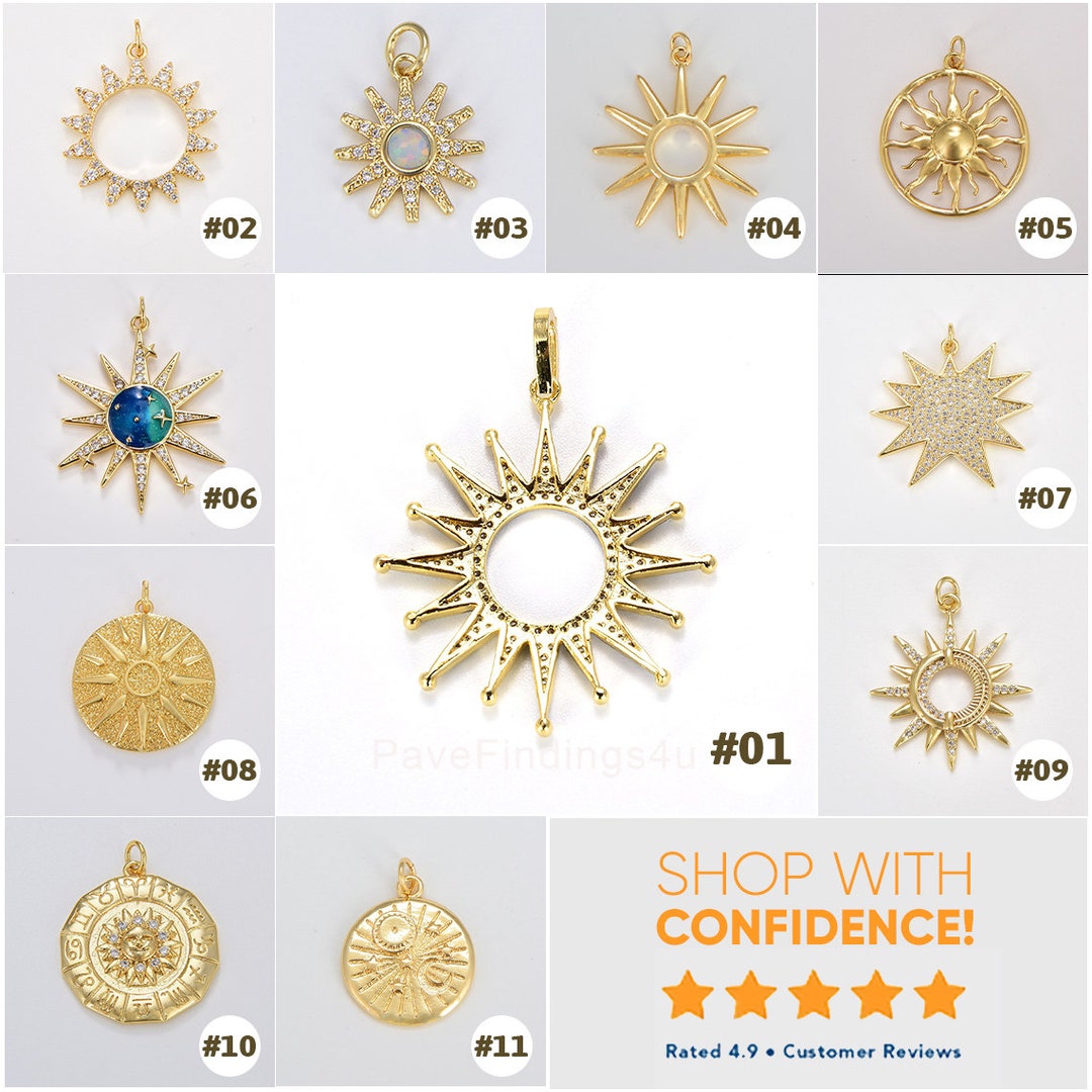 24K Gold Filed Star Celestial, North Star Charm, Star Solar Sun Charm ...