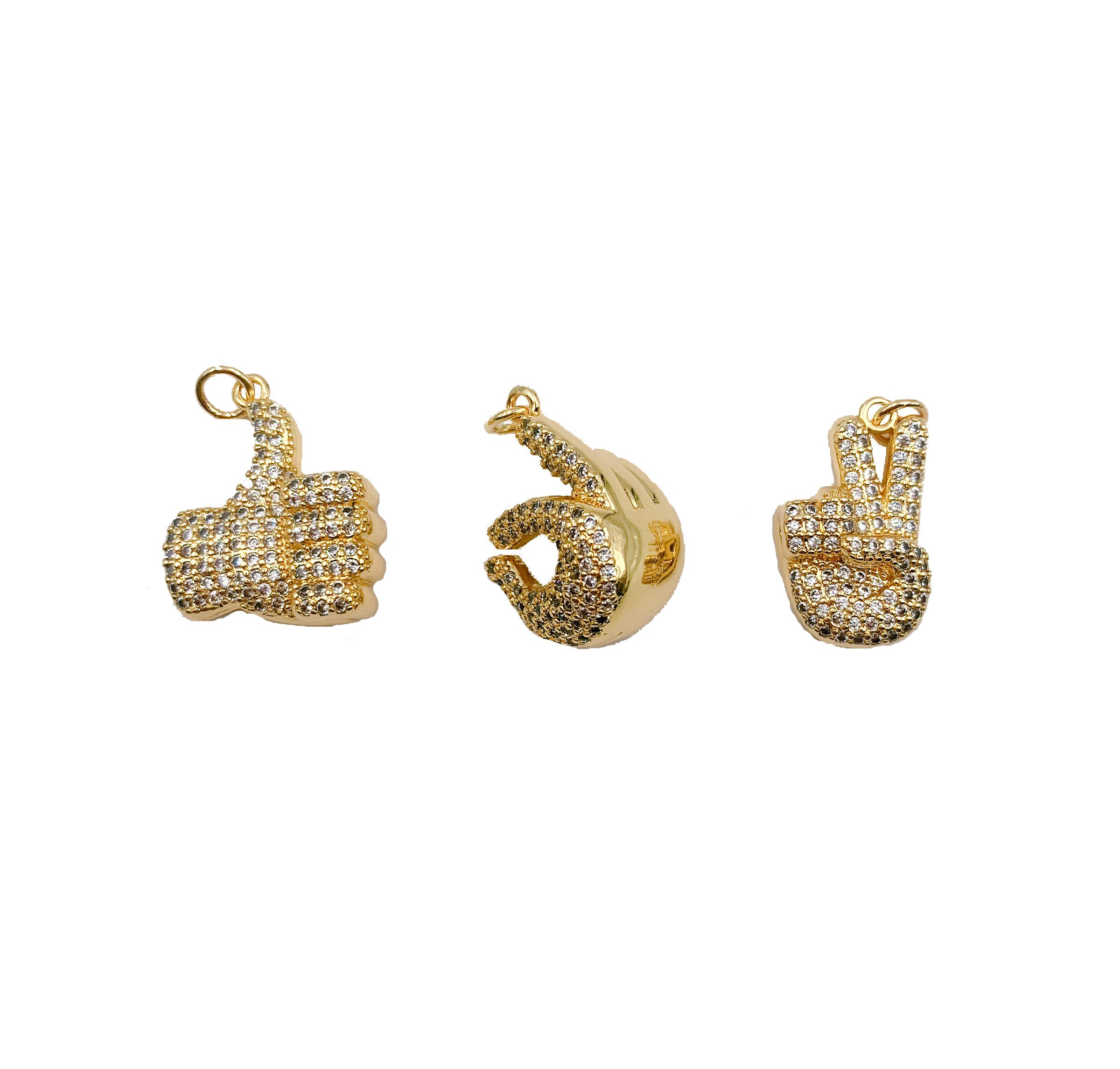 24K Gold Filled Hand Sign Charm CZ Micro Pave Hand Sign | Etsy