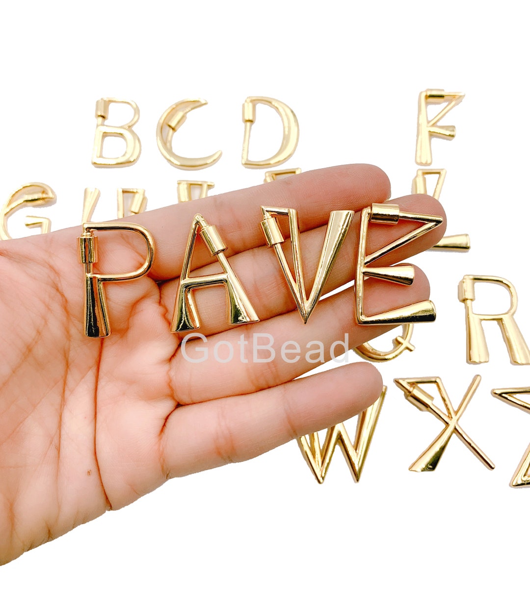 Initial Letter Screw Lock Clasp Alphabet Letters Carabiner Gold Lock ...