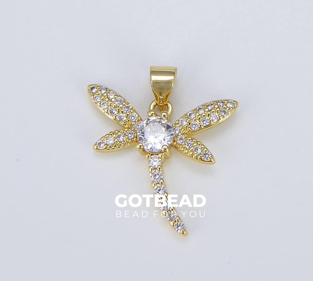 Dainty Gold Dragonfly Charm, 18K Gold Filled Dragonfly Insect Pendant ...