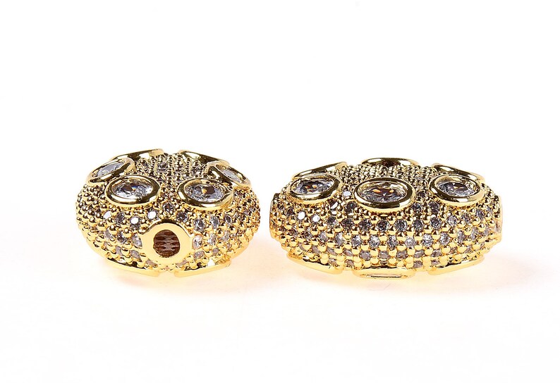 Oval Spacer Beads Flat Oval Pendant CZ Micro Pave Oval Bead - Etsy