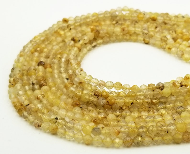 Natural Golden Rutile Quartz 2.6mm and 3mm Round Gold Yellow Rutilated ...