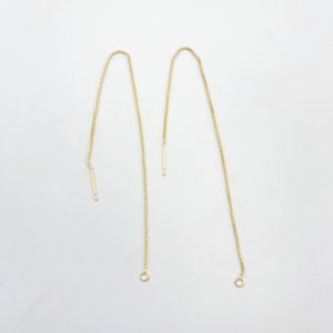 1 Pair Ear Threader Earrings in 18K Gold , Minimalist Earrings, Long ...