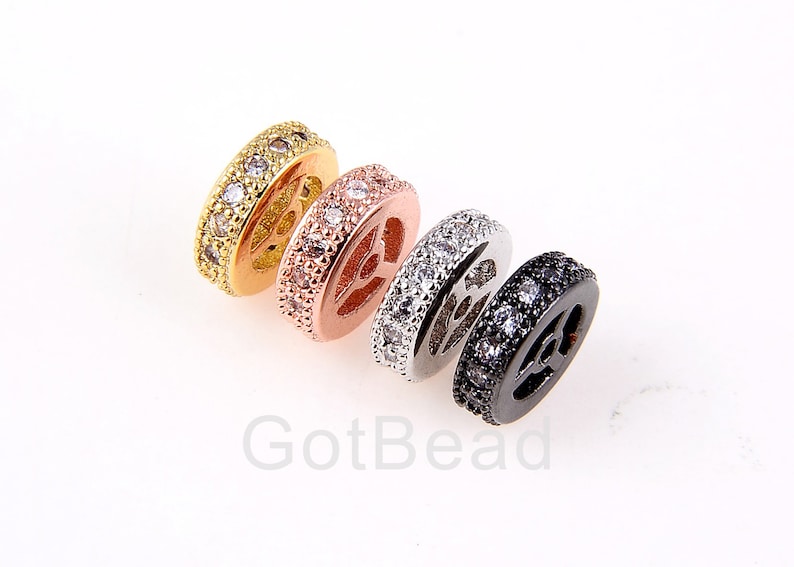 CZ Micro Pave Round Wheel Spacer Beads Cubic Zirconia Spacer - Etsy