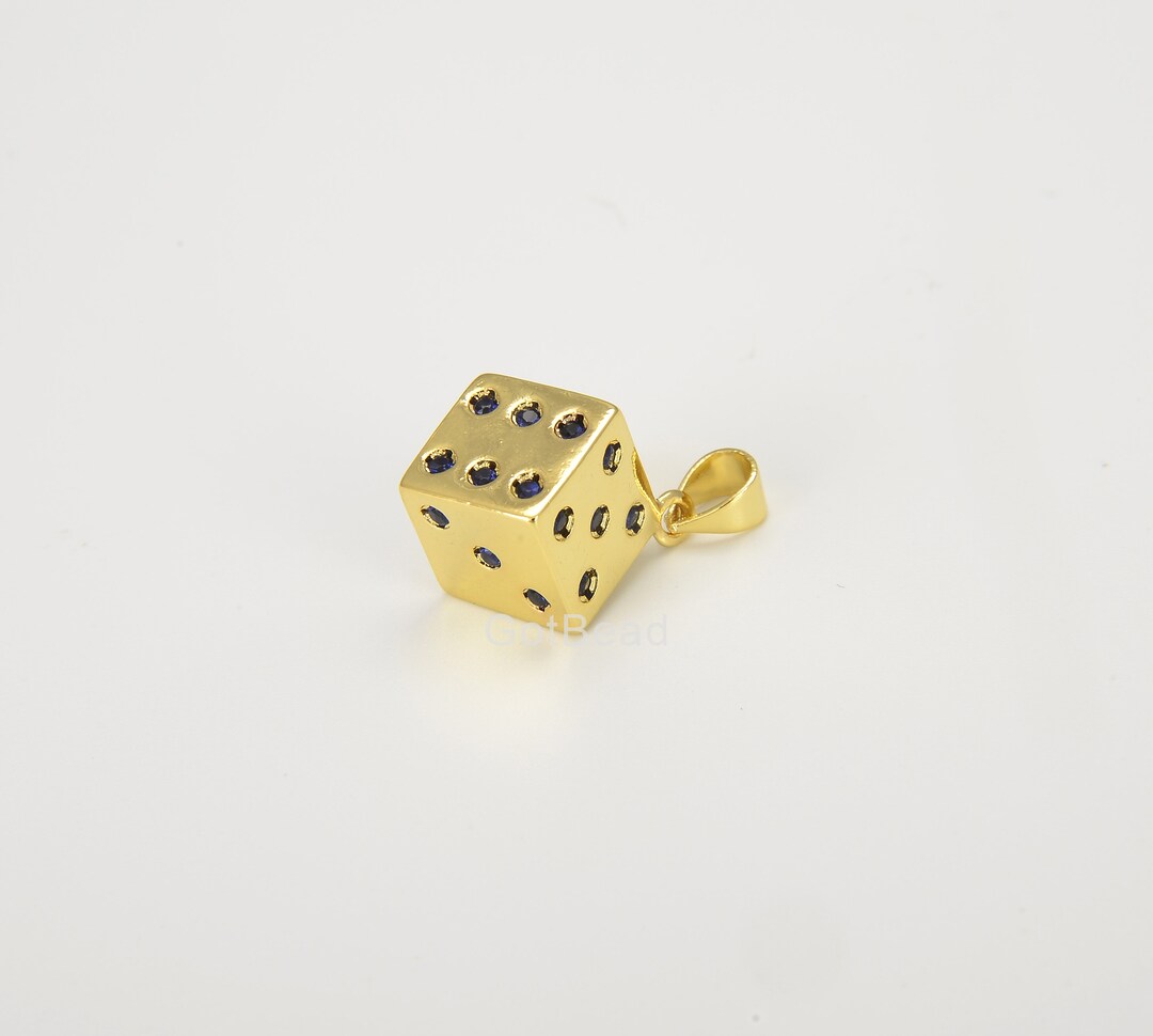 24K Gold Dice Dainty Dice Pendant Gold Lucky Dice Charm Necklace ...