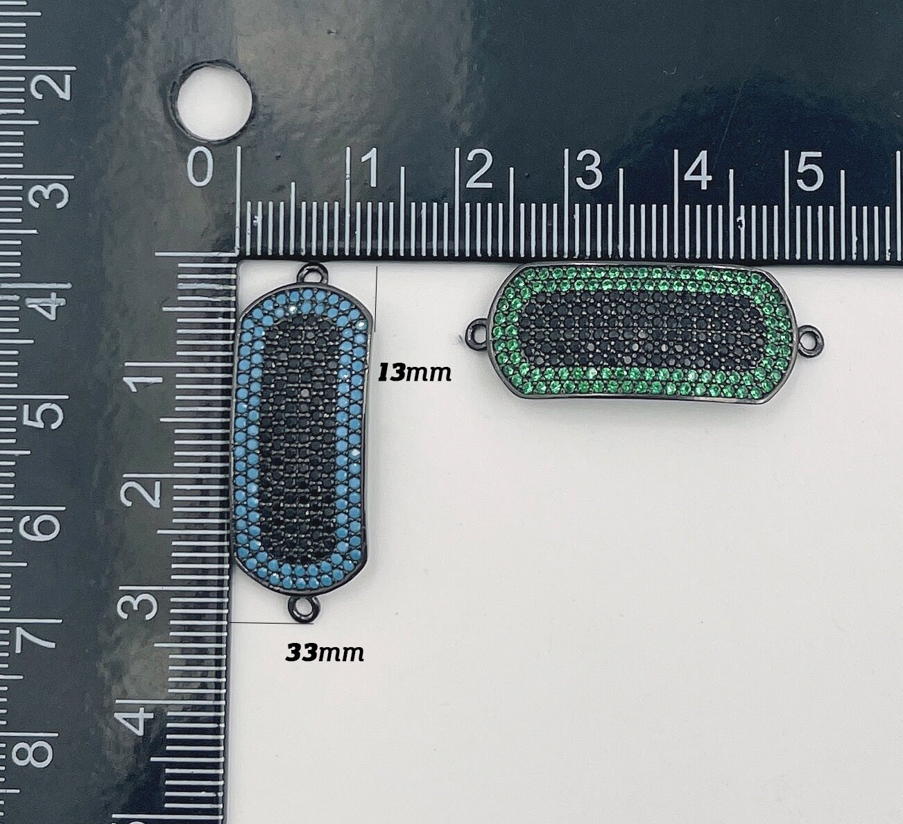 Black CZ Curved Oval Connector Oblong Bar Connector Curved - Etsy