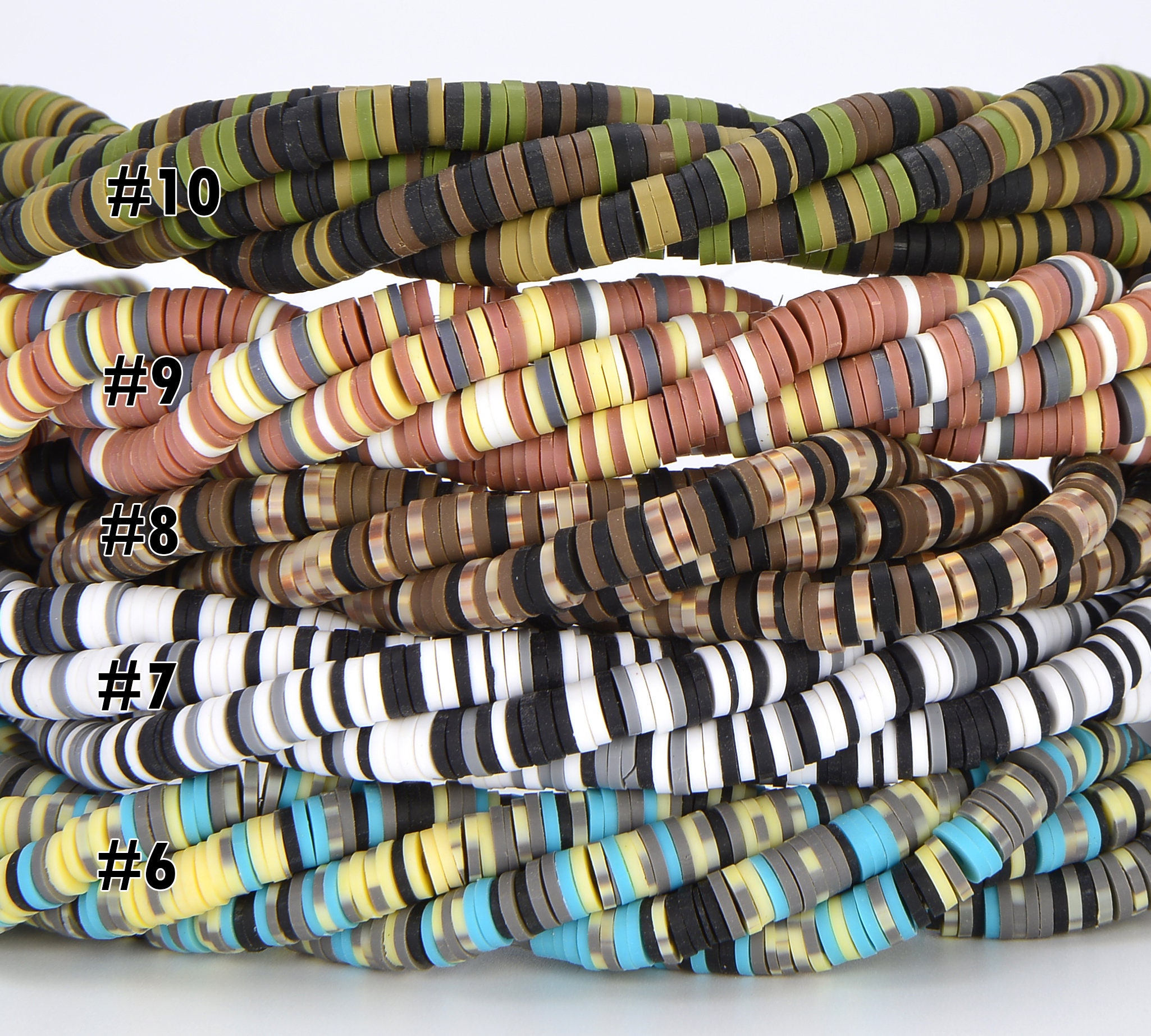 6mm Polymer Clay Heishi Disc Beads Rainbow Color Beads, Bright Multi ...
