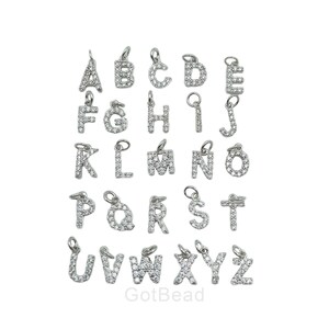 Personalized Initial Charm Initial Pendant, Letter Charm, Micro Pave ...