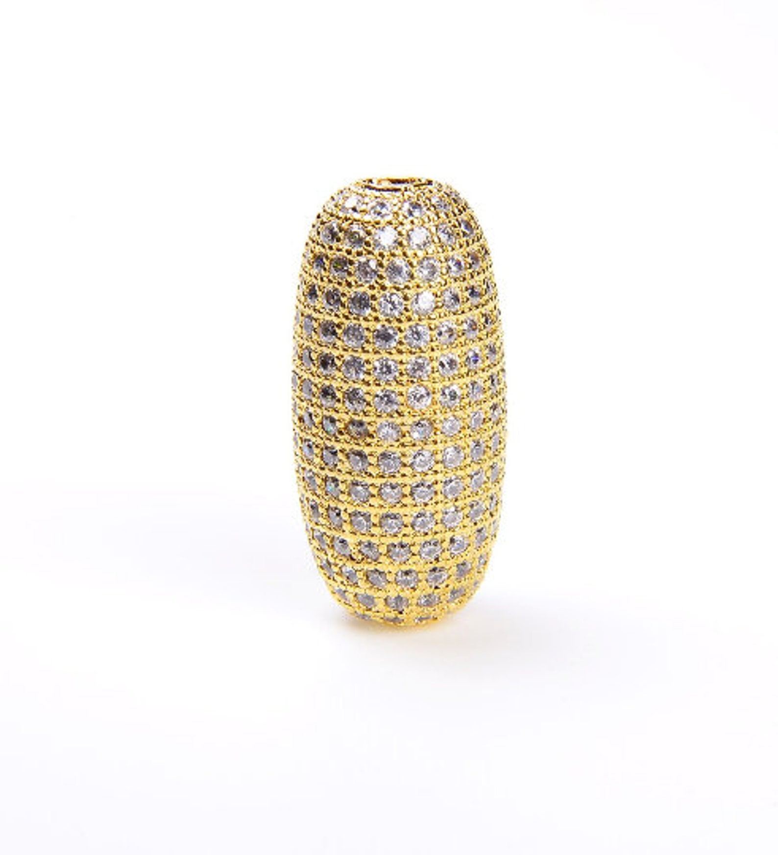 Oval Spacer Beads, CZ Micro Pave Oval Beads Spacer, DIY, Jewelry Making ...