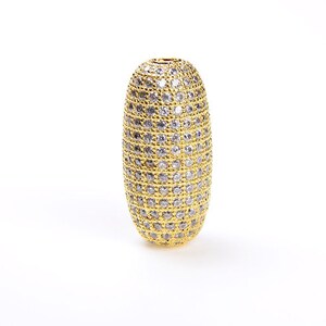 Oval Spacer Beads, CZ Micro Pave Oval Beads Spacer, DIY, Jewelry Making ...