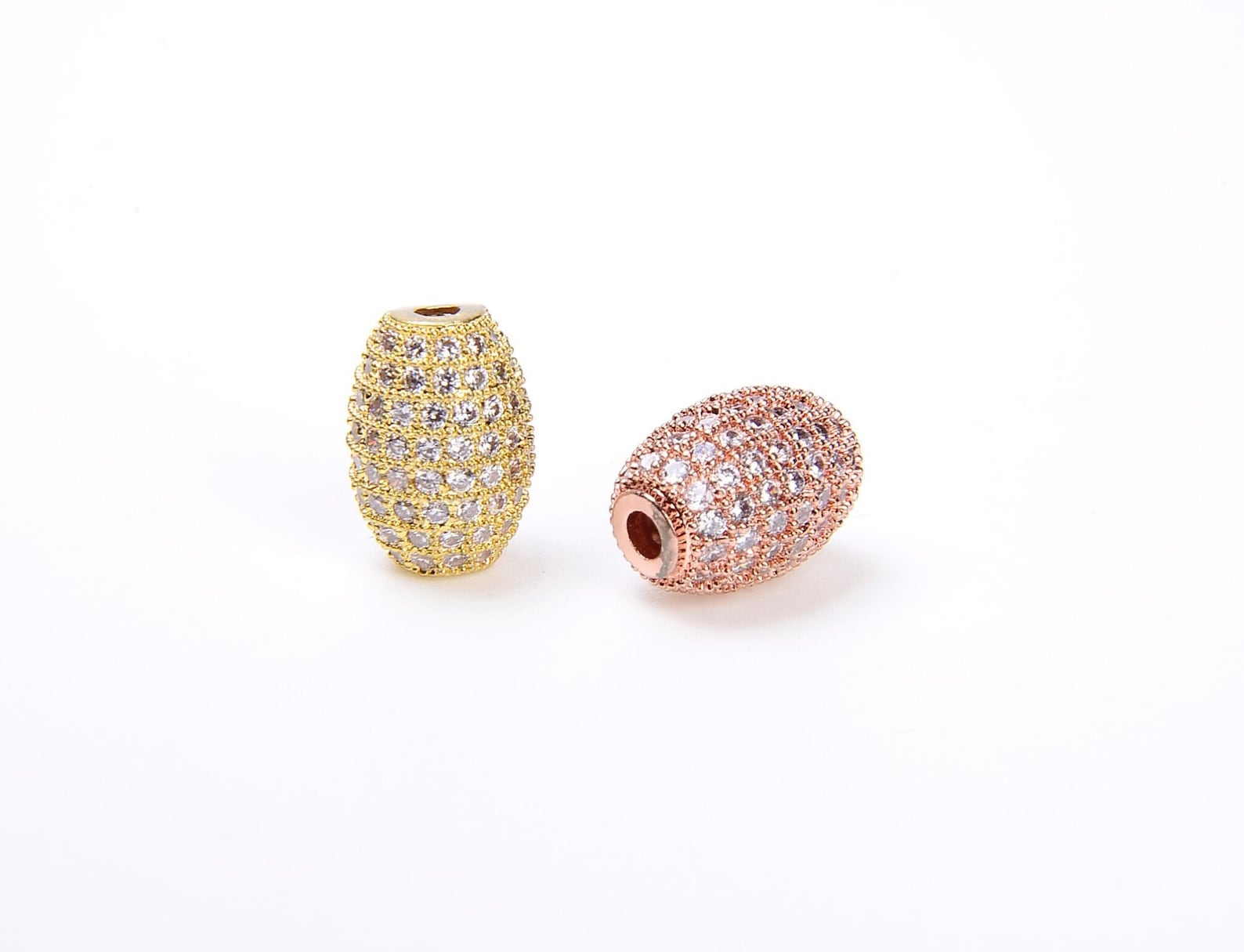 Oval Connector CZ Micro Pave Oval Beads Spacer Oval Spacer - Etsy