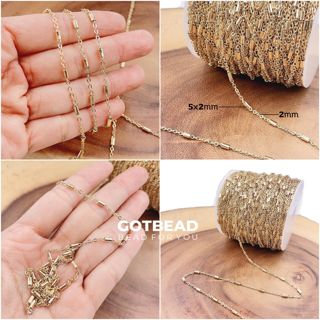 Barrel Satellite Chain by Yard, Gold Filled Satellite Round Tubed Chain ...