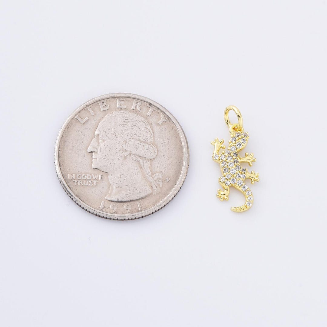 Dainty Gecko Charm, Gold Filled Lizard Pendant, Reptile Animal Charm ...