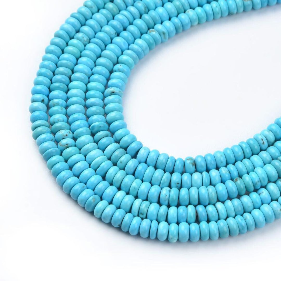 Natural Turquoise Genuine Rondelle Cut Real Blue Gemstone Grade AAA ...