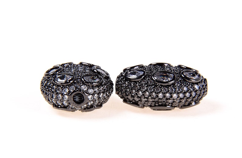 Oval Spacer Beads Flat Oval Pendant CZ Micro Pave Oval Bead | Etsy