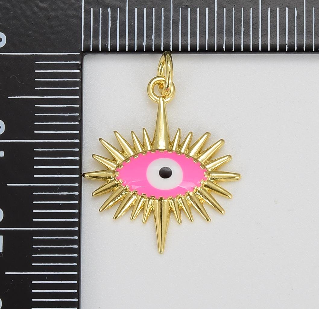 Gold Filled Enamel Evil Eye Sun Pendant Sunshine, Sun Ray, Sunburst ...