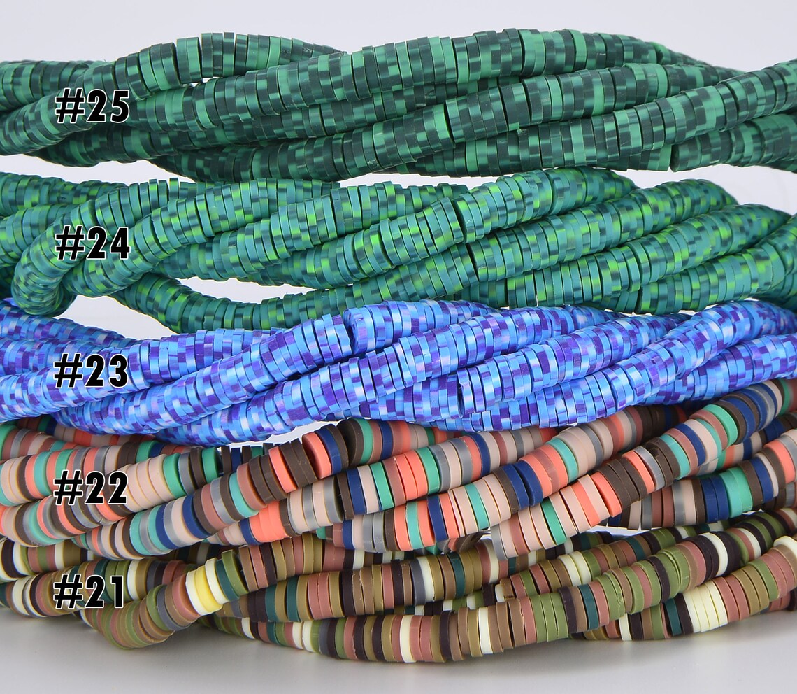 6mm Polymer Clay Heishi Disc Beads Rainbow Color Beads, Bright Multi ...