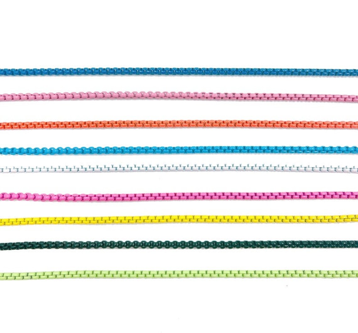 Neon Enamel Box Chain by Yard Enamel Pop Chain Necklaces | Etsy