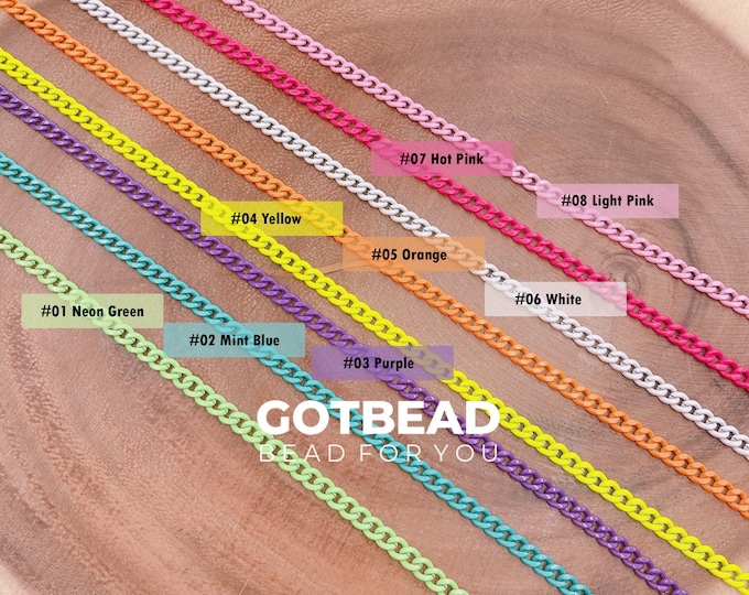 Neon Enamel Box Chain by Yard Enamel Pop Chain Necklaces - Etsy