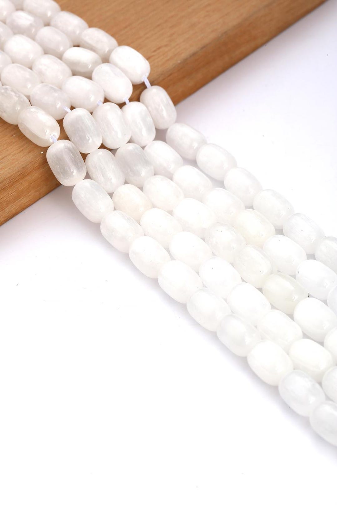 Natural Selenite Barrel Shape Bead Selenite Crystal Loose Genuine ...