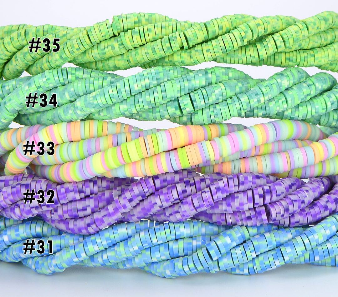 6mm Polymer Clay Heishi Disc Beads Rainbow Color Beads, Bright Multi ...