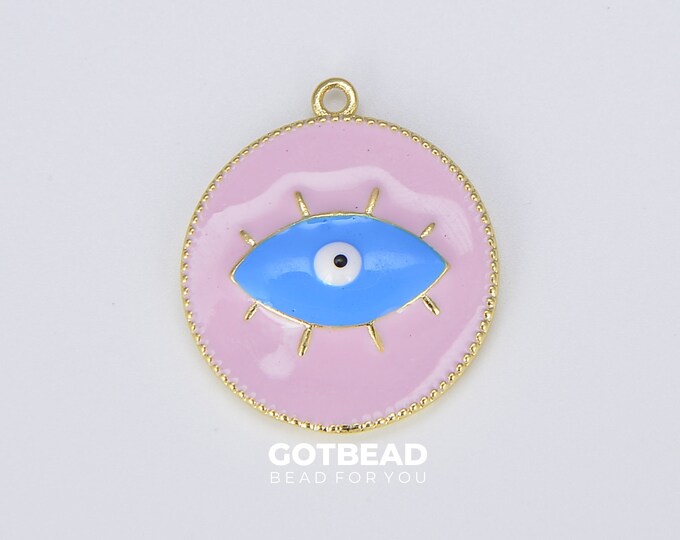 Enamel Evil Eye Charm Greek Eye Pendant Dainty Eye Medallion - Etsy
