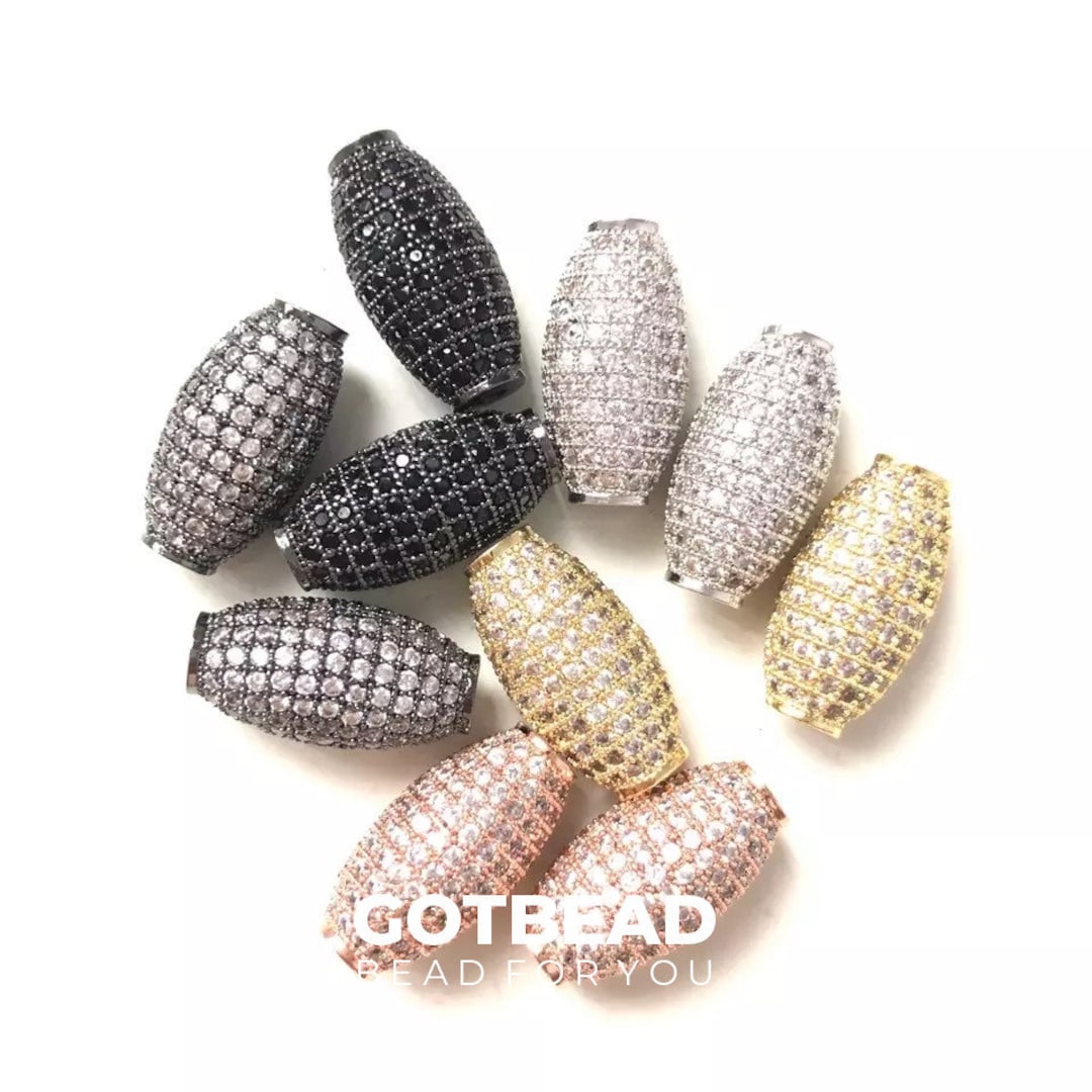 Football Micro Pave Beads, Gold Filled Football Beads, CZ Football ...