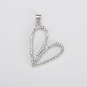 18K Gold Filled Large Heart Shape Pendant, Gold Heart Charm, Heart Pave ...
