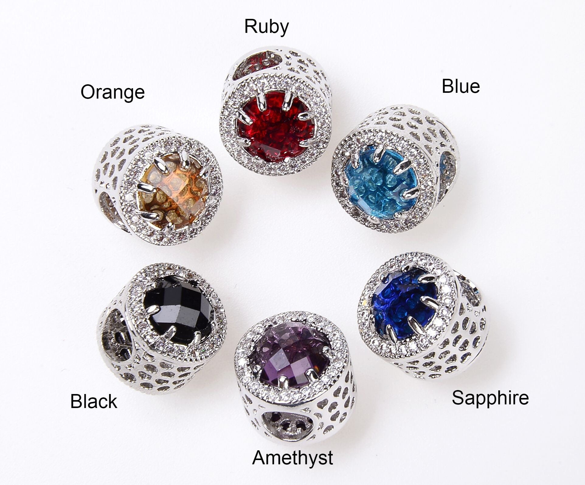 CZ Micro Pave Big Hole Round Shape Beads Spacer Tube - Etsy