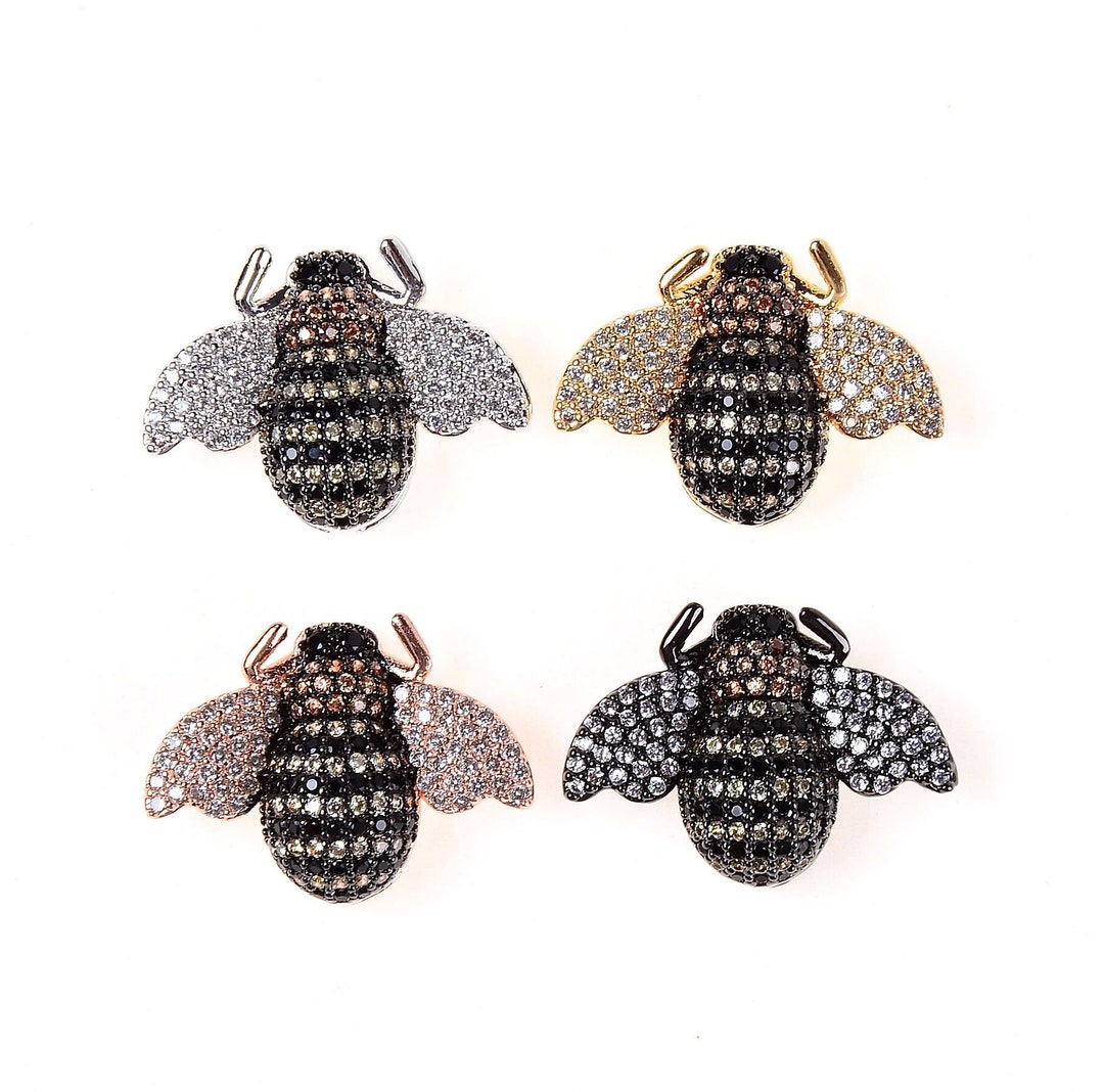 CZ Micro Pave Bee Beads Spacers, Bee Connector, Bee Pendant, Insect ...