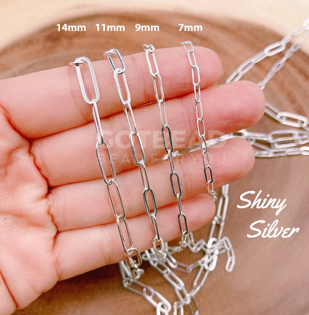 Shiny Silver Paperclip Chain by Yard Shiny Silver Oval Link Chain ...