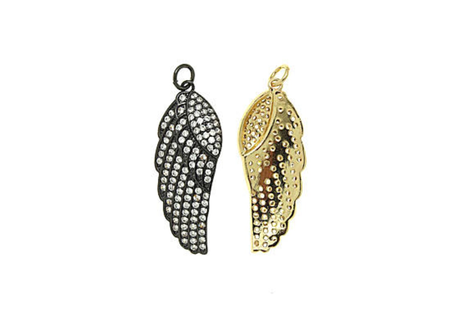 Micro Pave Angel Wing Pendant, CZ Angel Wing Charm, Angel Wing Necklace ...