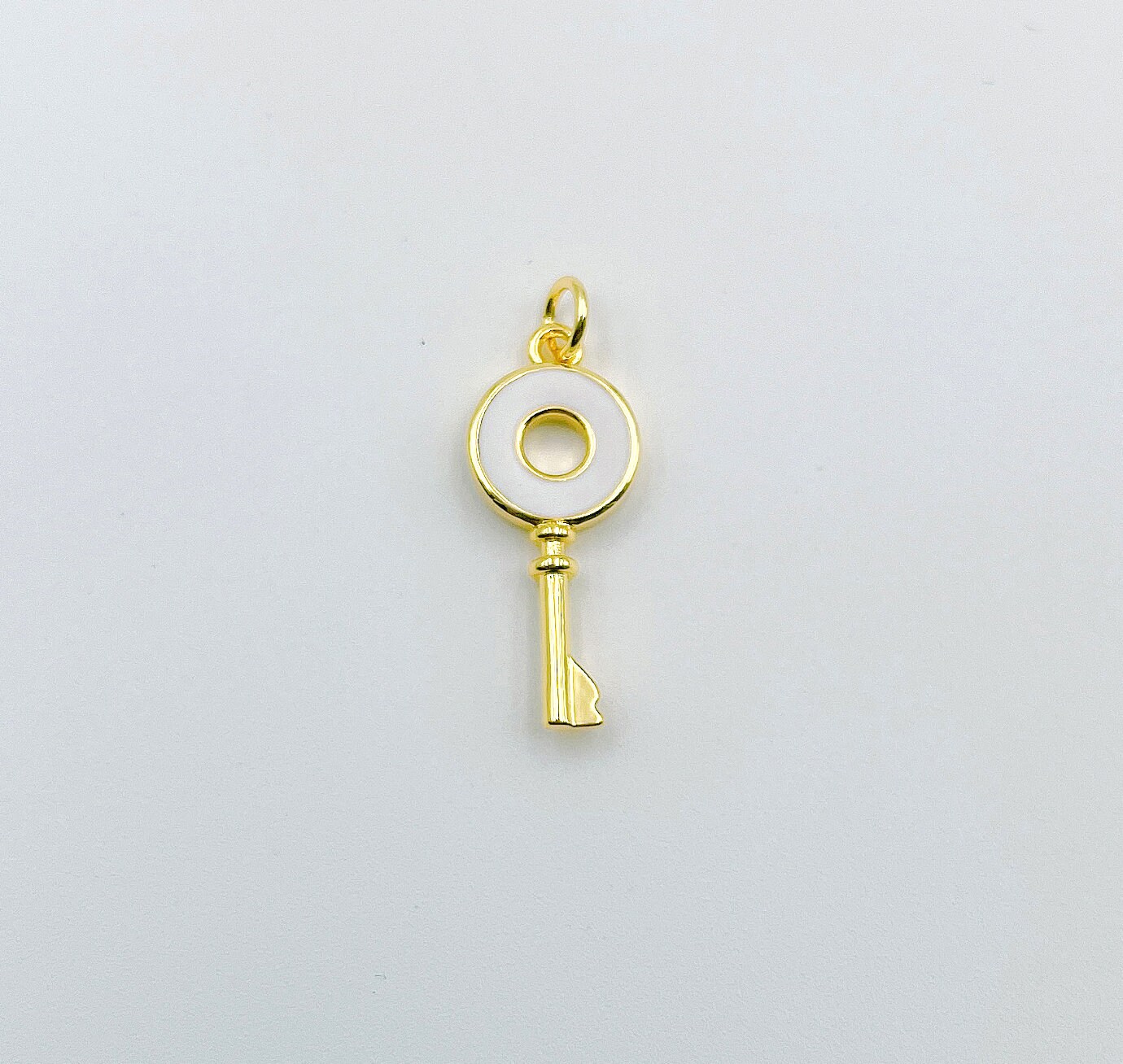 Enamel Colorful Round Ring on Key Shape Pendant 18K Dainty | Etsy