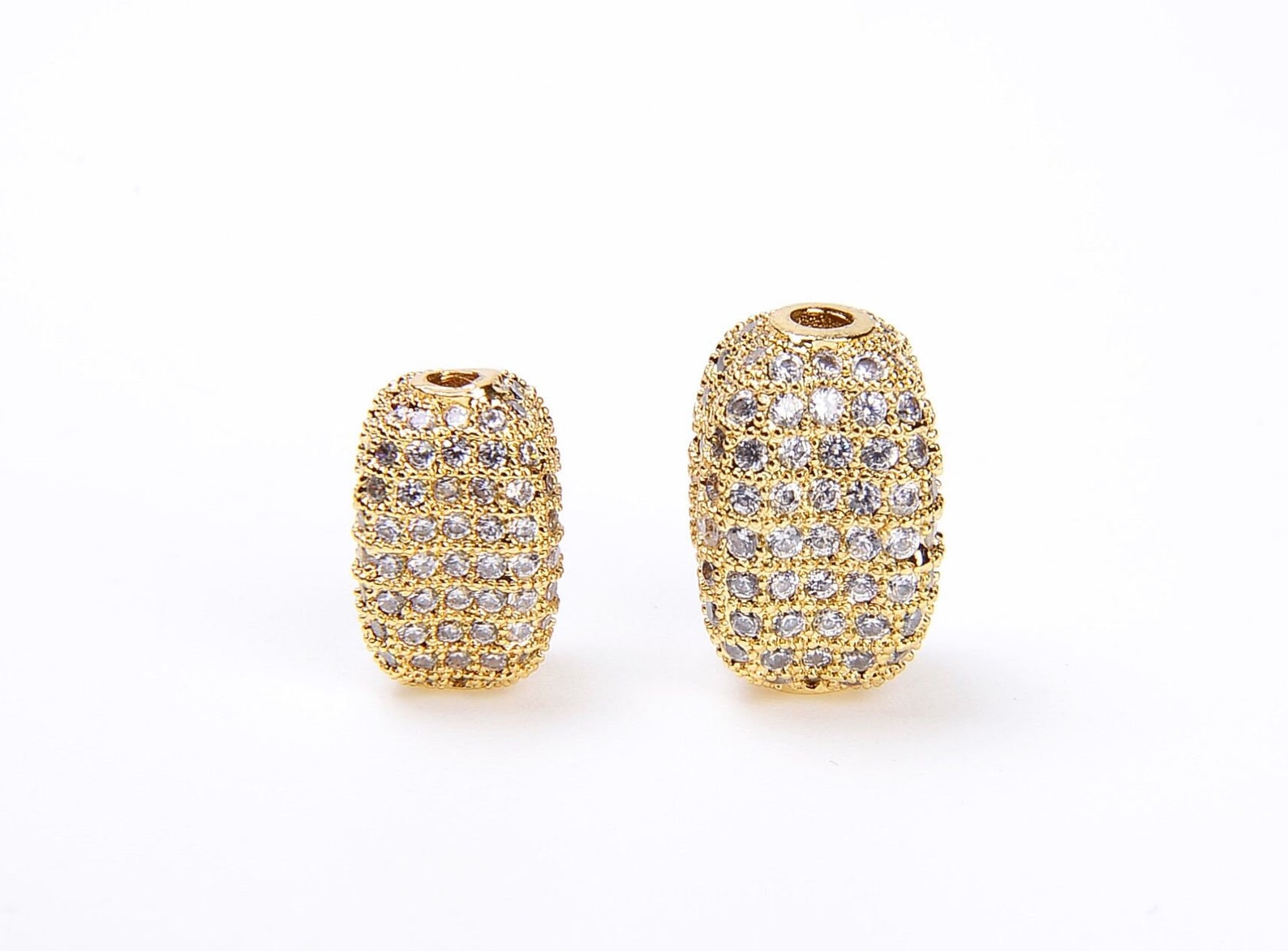 Oval Spacer Beads, Oval Connector, CZ Micro Pave Oval Beads Spacer, DIY ...