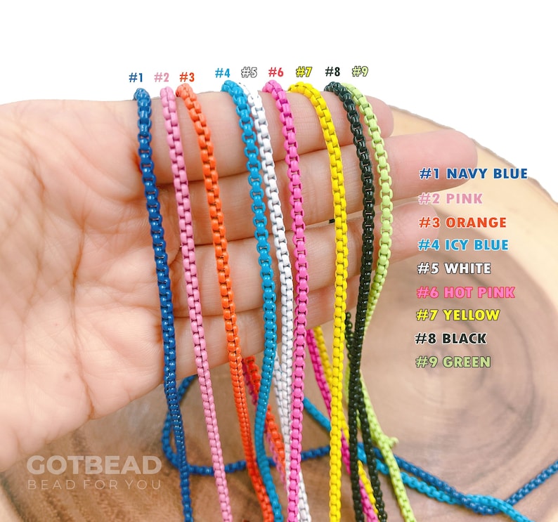 Neon Enamel Box Chain by Yard Enamel Pop Chain Necklaces - Etsy