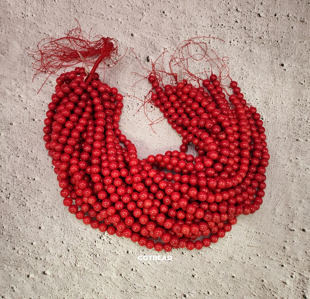 Red Bamboo Coral Gemstone Bead, Gorgeous Round Red Color Bead, High ...