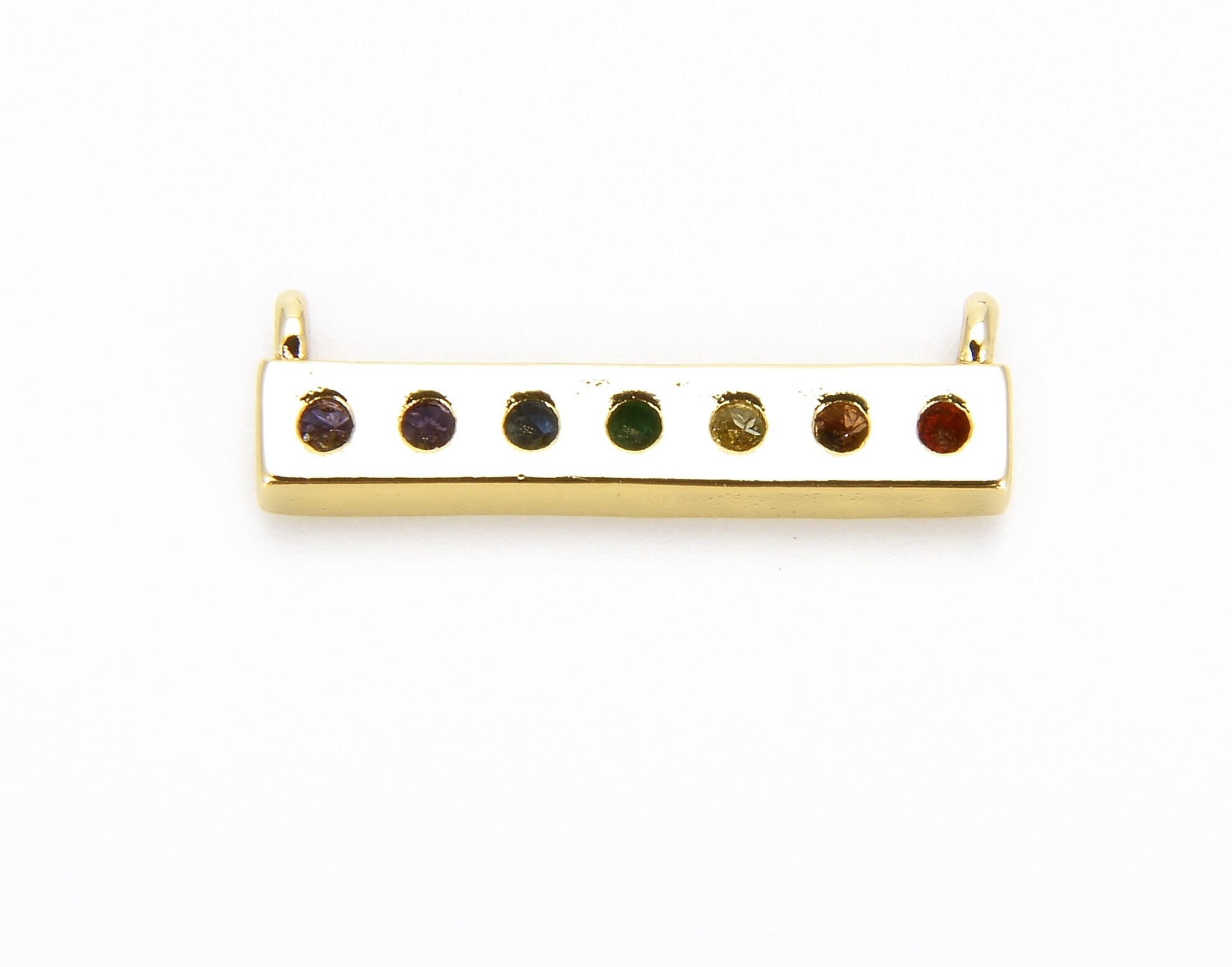 22K Gold rainbow studs rainbow bar curved bar necklace | Etsy